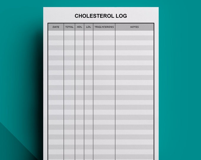 Cholesterol Log Printable, Lipids Tracker, Health Tracker, Cholesterol ...