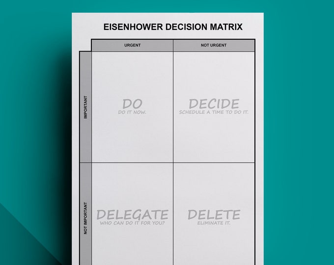 Eisenhower Decision Matrix Editable Printable - Etsy