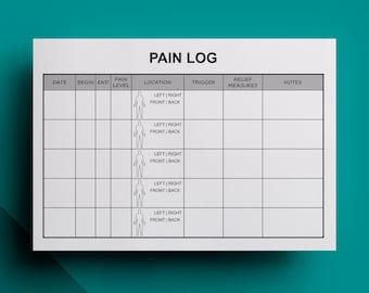 Monthly Symptom Tracker Printable, Symptom Journal, Monthly Pain ...