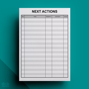 Next Actions Editable Printable - Getting Things Done (GTD) - Etsy