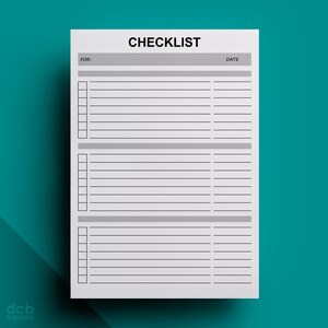 Checklist With One Column and Sections Editable Printable - Etsy