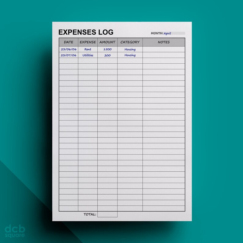 Expenses Log Editable Printable - Etsy