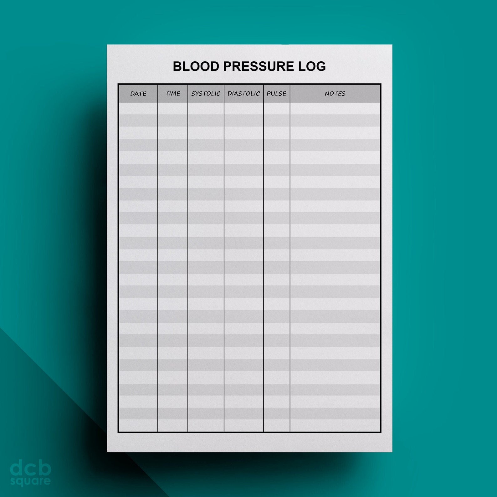 Blood Pressure Log Editable Printable Shading Rows - Etsy