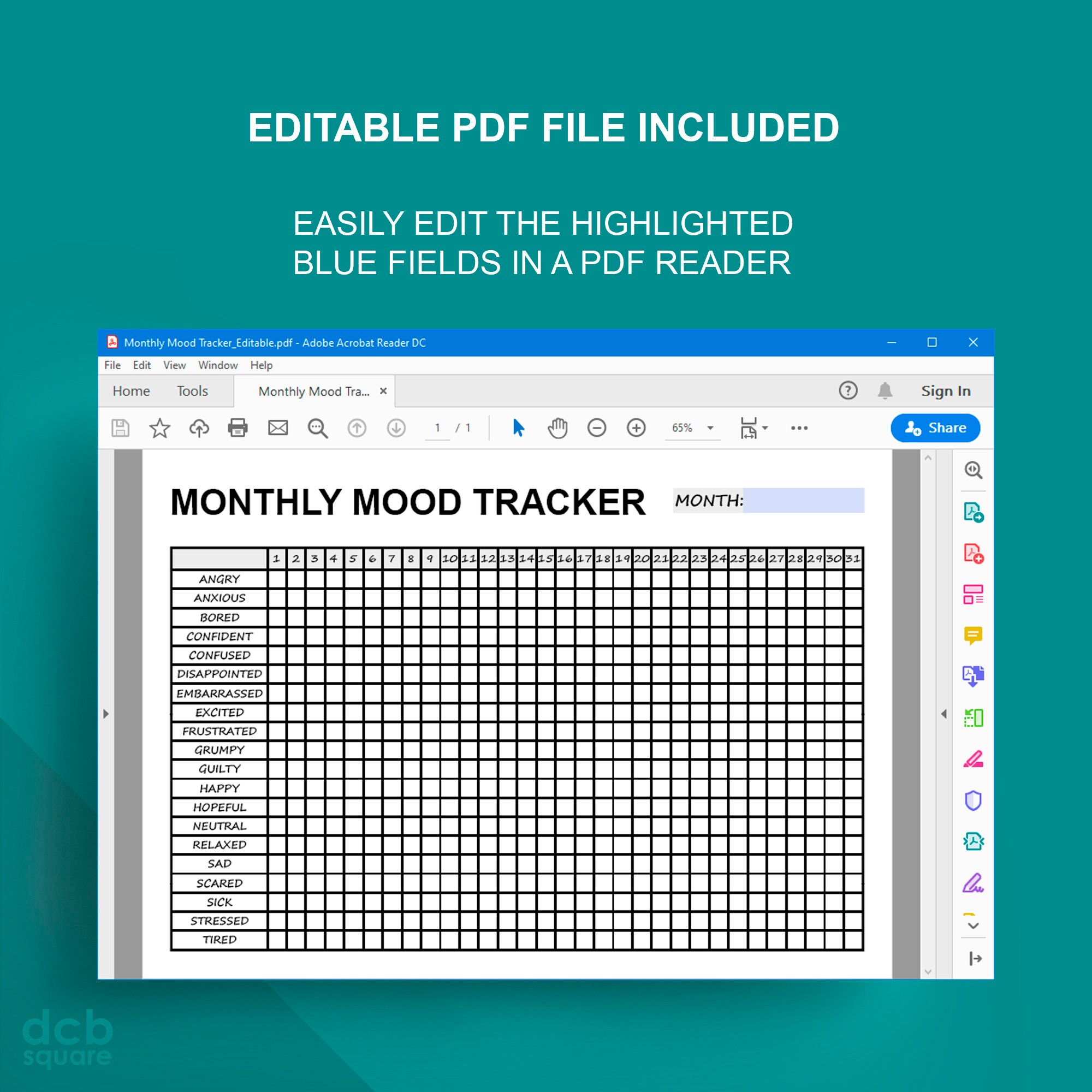 Monthly Mood Tracker Editable Printable - Etsy