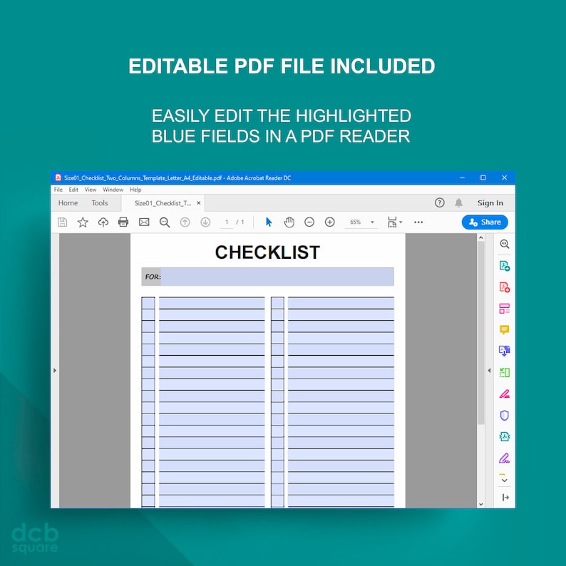 Checklist With Two Columns Editable Printable - Etsy