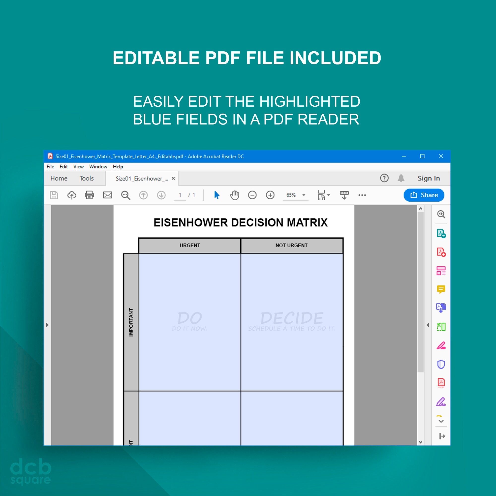 Eisenhower Decision Matrix Editable Printable - Etsy