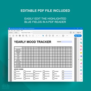 Yearly Mood Tracker Editable Printable - Etsy