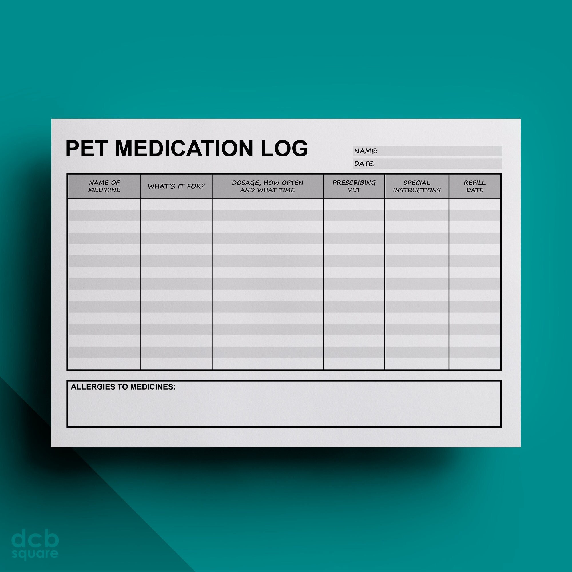 Pet Medication Log Editable Printable - Etsy