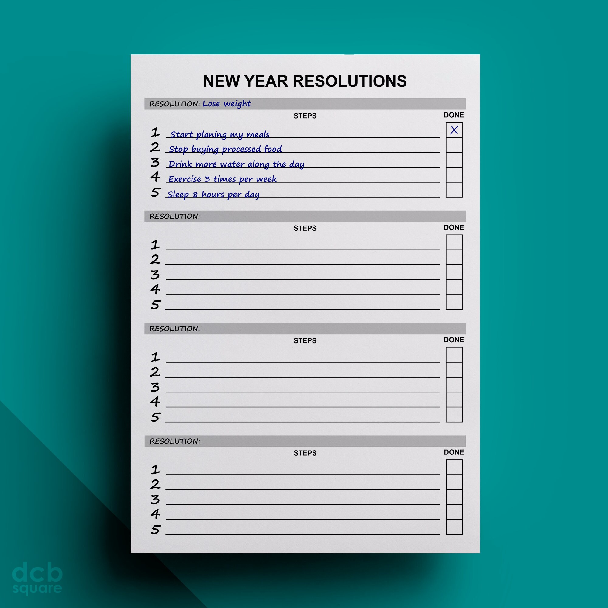 New Year Resolutions Editable Printable - Etsy