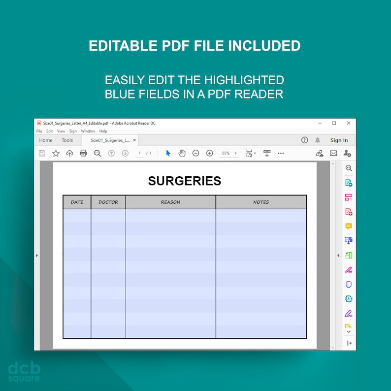 Surgeries List Editable Printable - Etsy