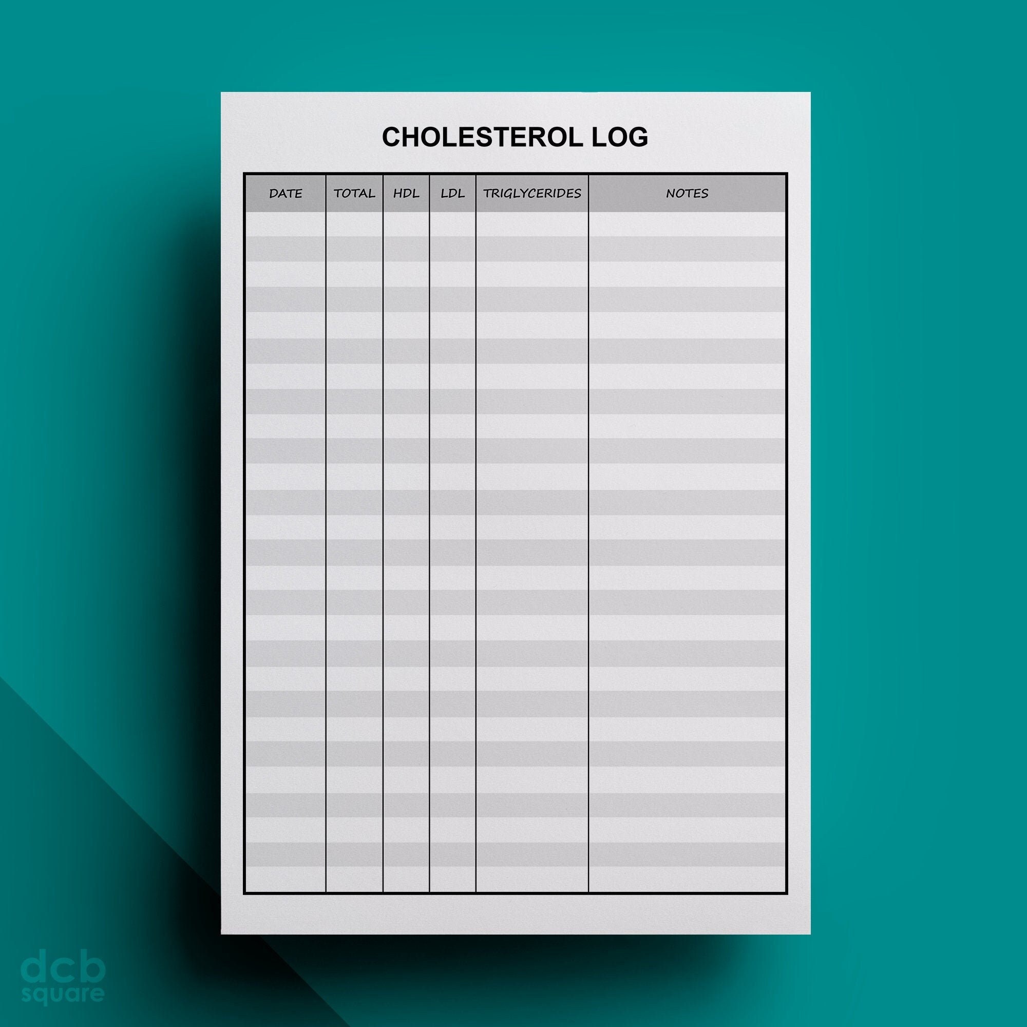 Cholesterol Log Editable Printable - Etsy