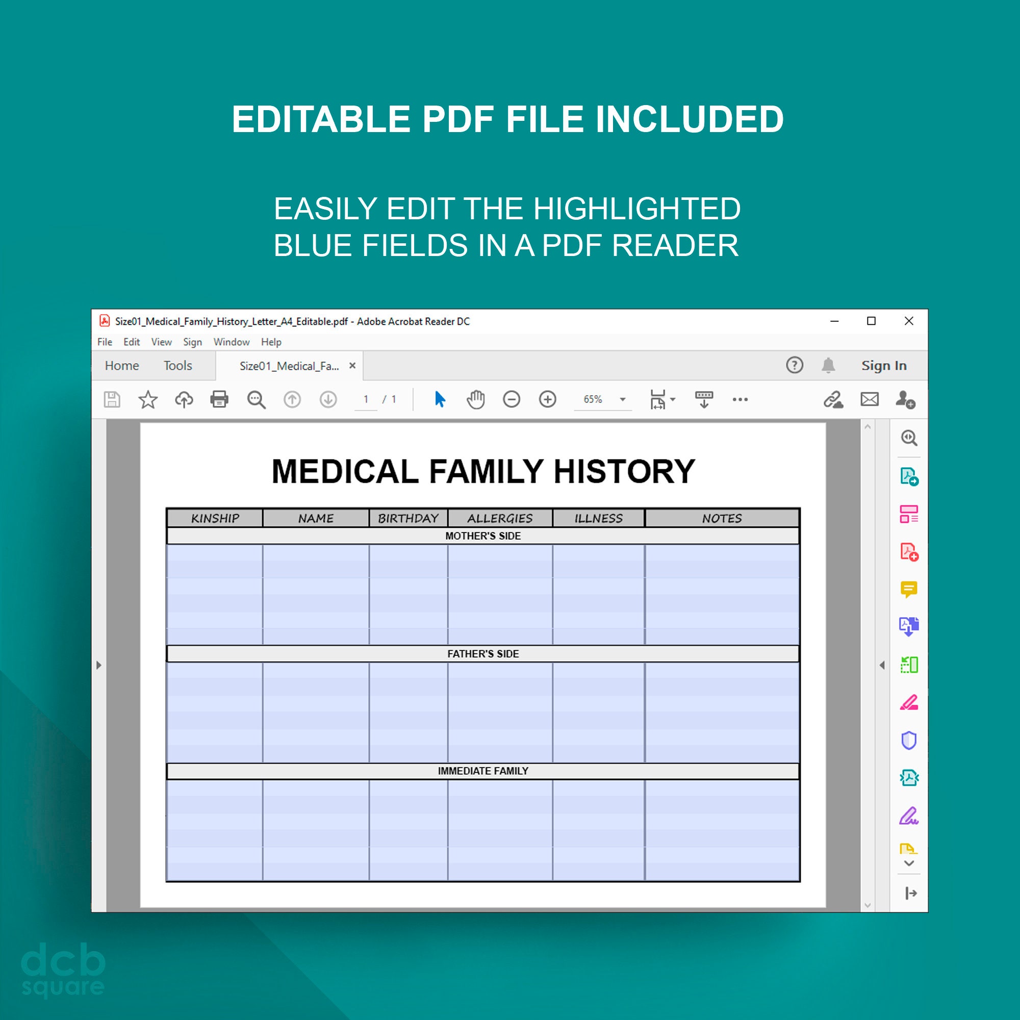 Medical Family History Editable Printable - Etsy