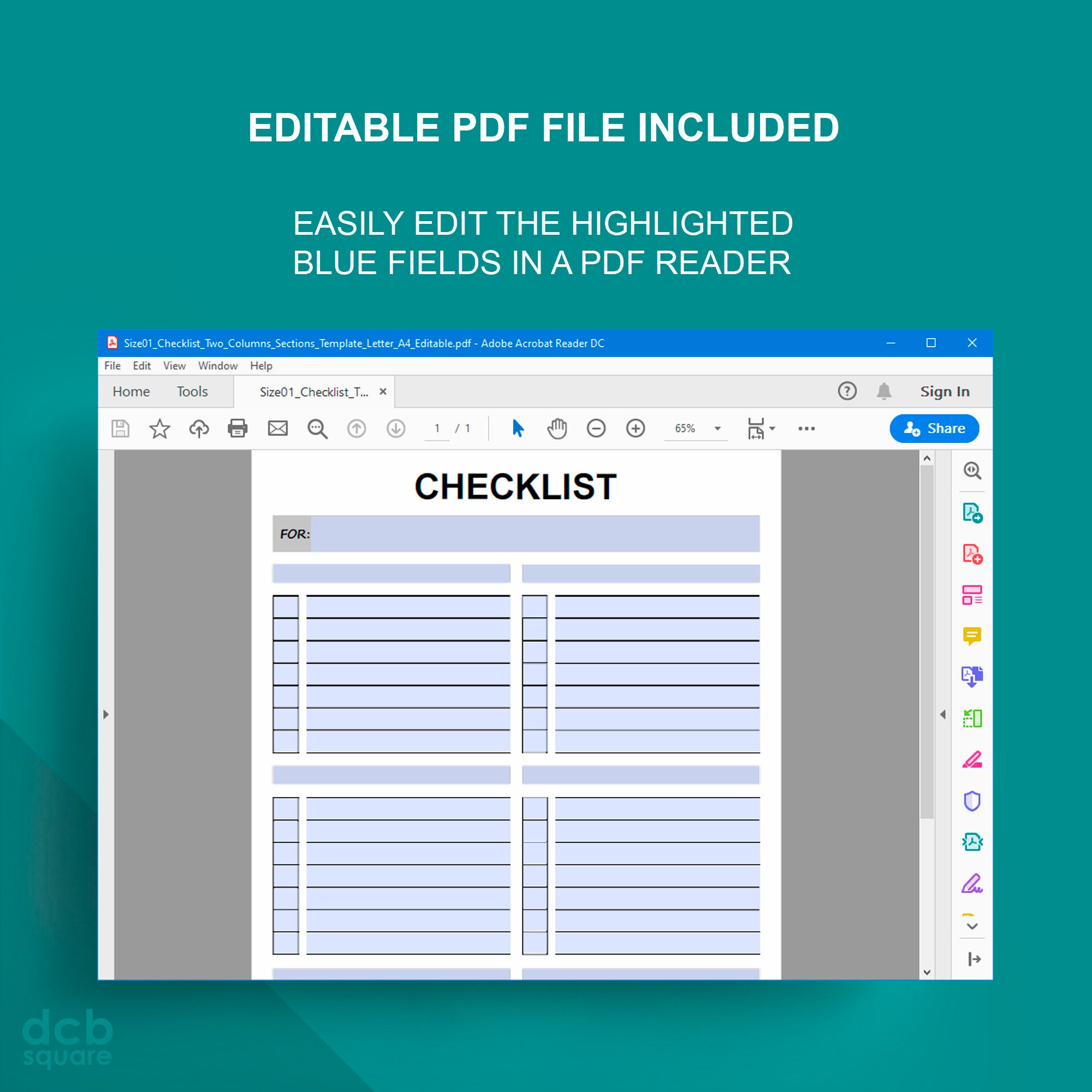 Checklist With Two Columns and Sections Editable Printable - Etsy