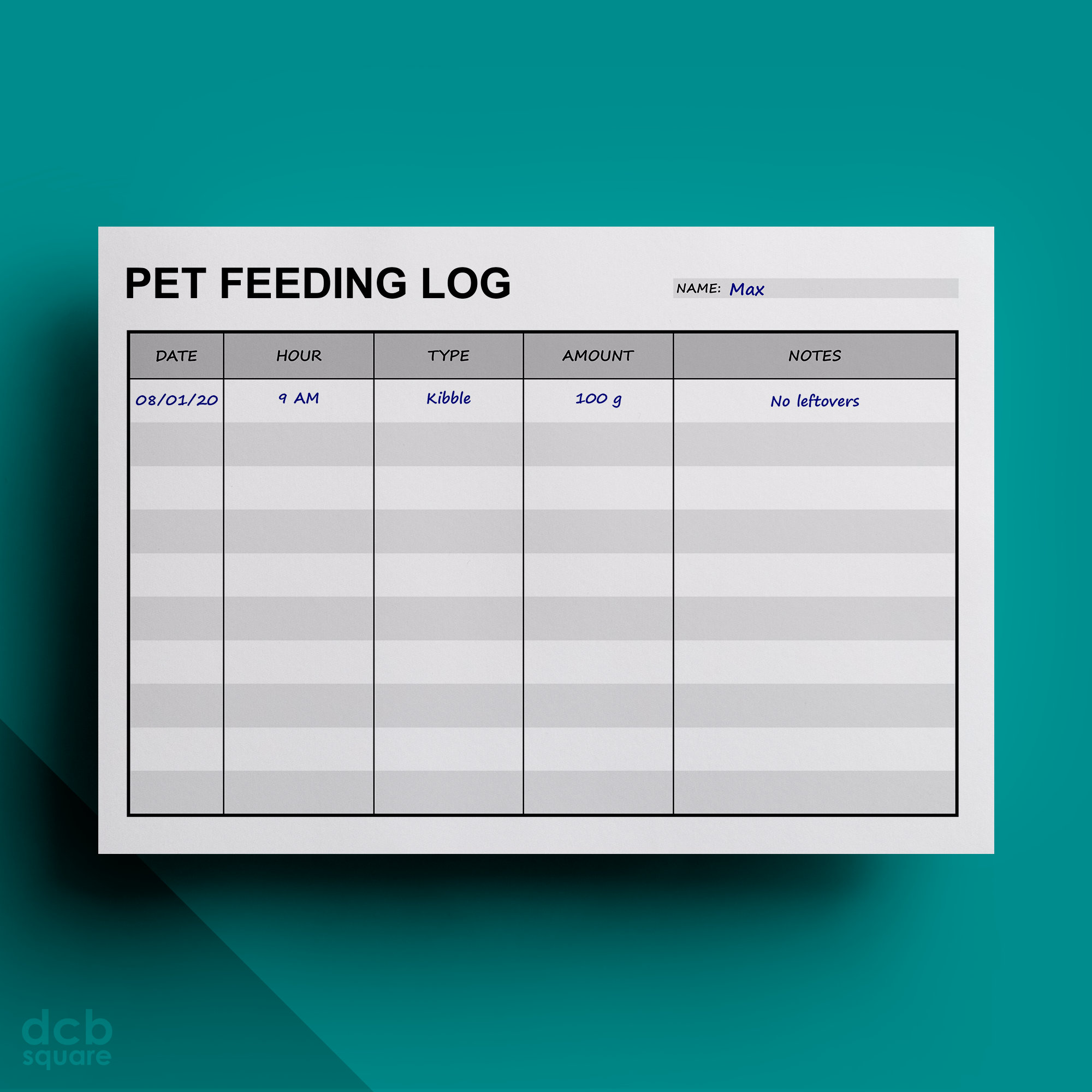 Pet Feeding Log Editable Printable - Etsy