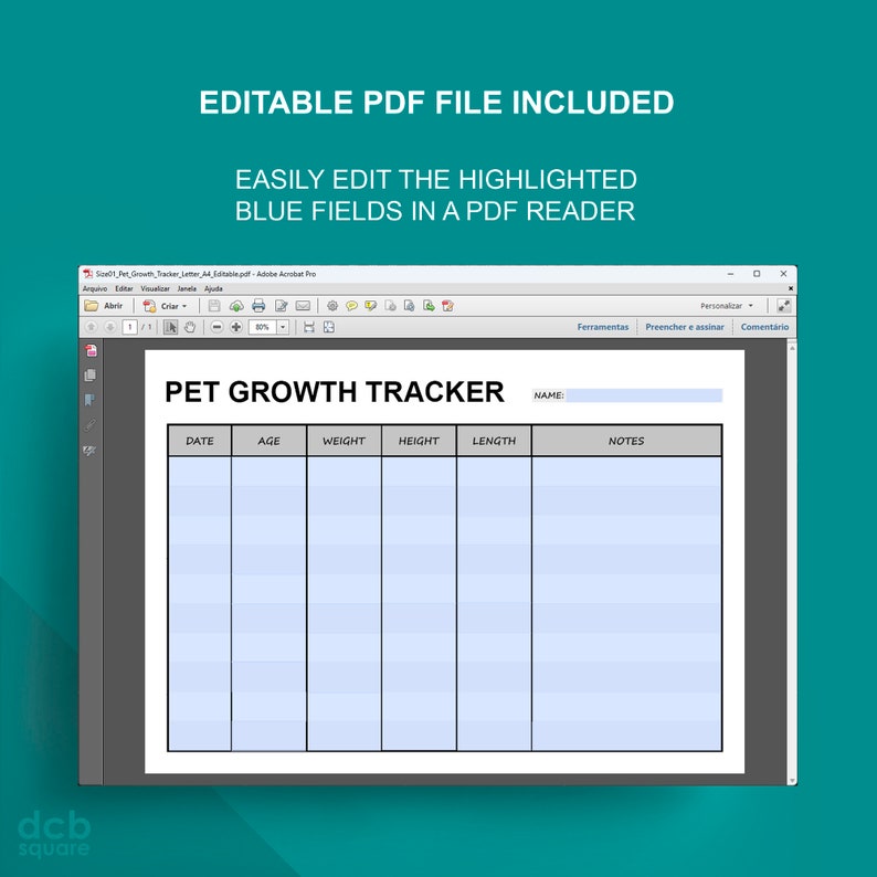 Pet Growth Log Editable Printable - Etsy