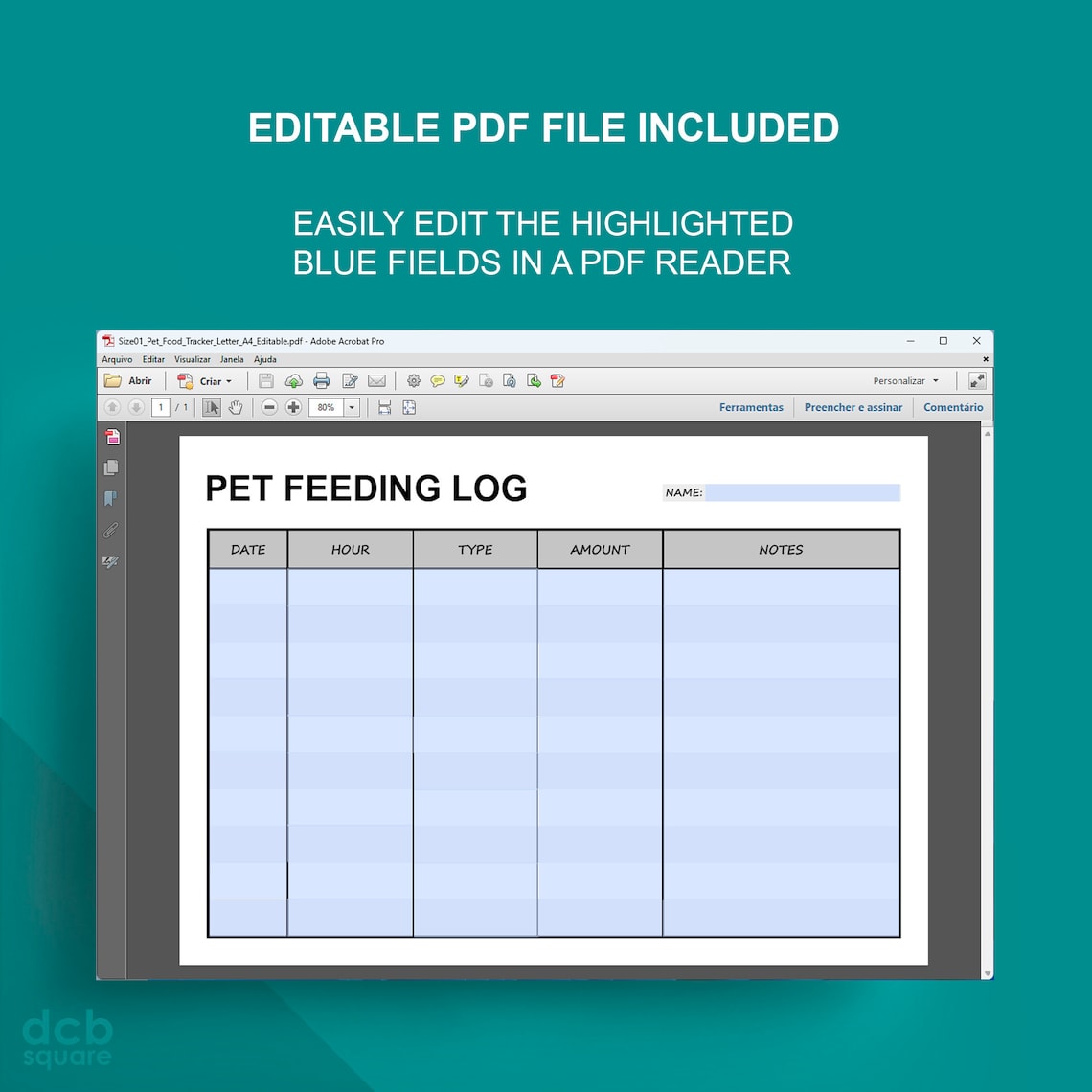 Pet Feeding Log Editable Printable - Etsy