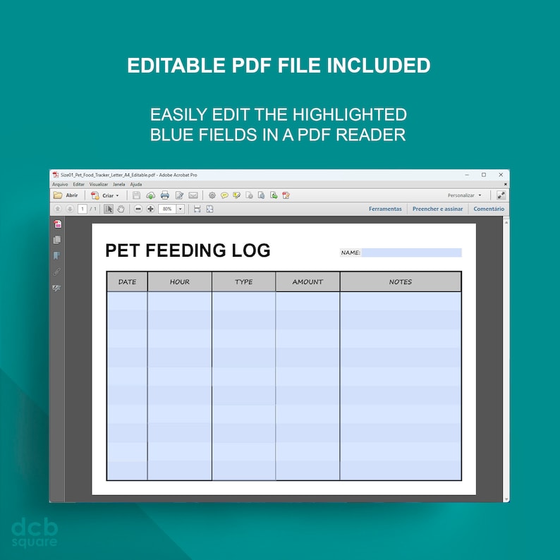 Pet Feeding Log Editable Printable - Etsy