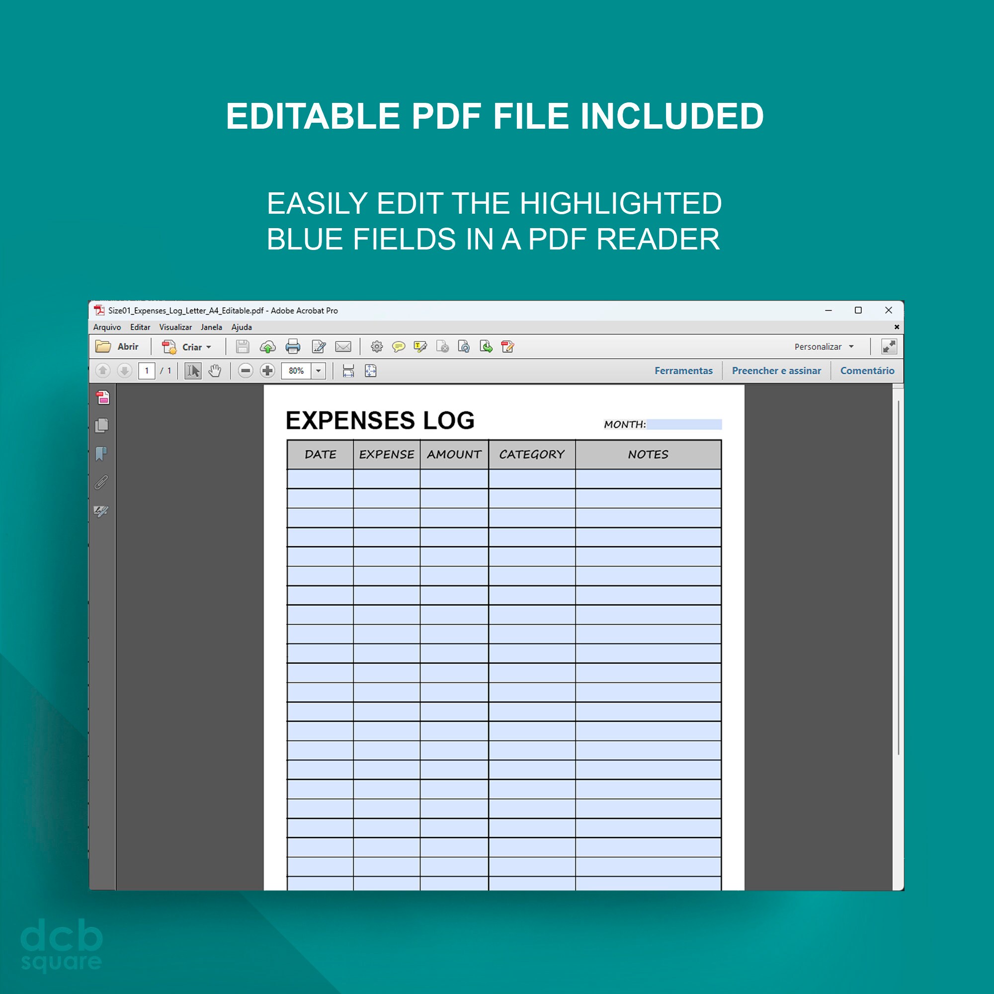 Expenses Log Editable Printable - Etsy