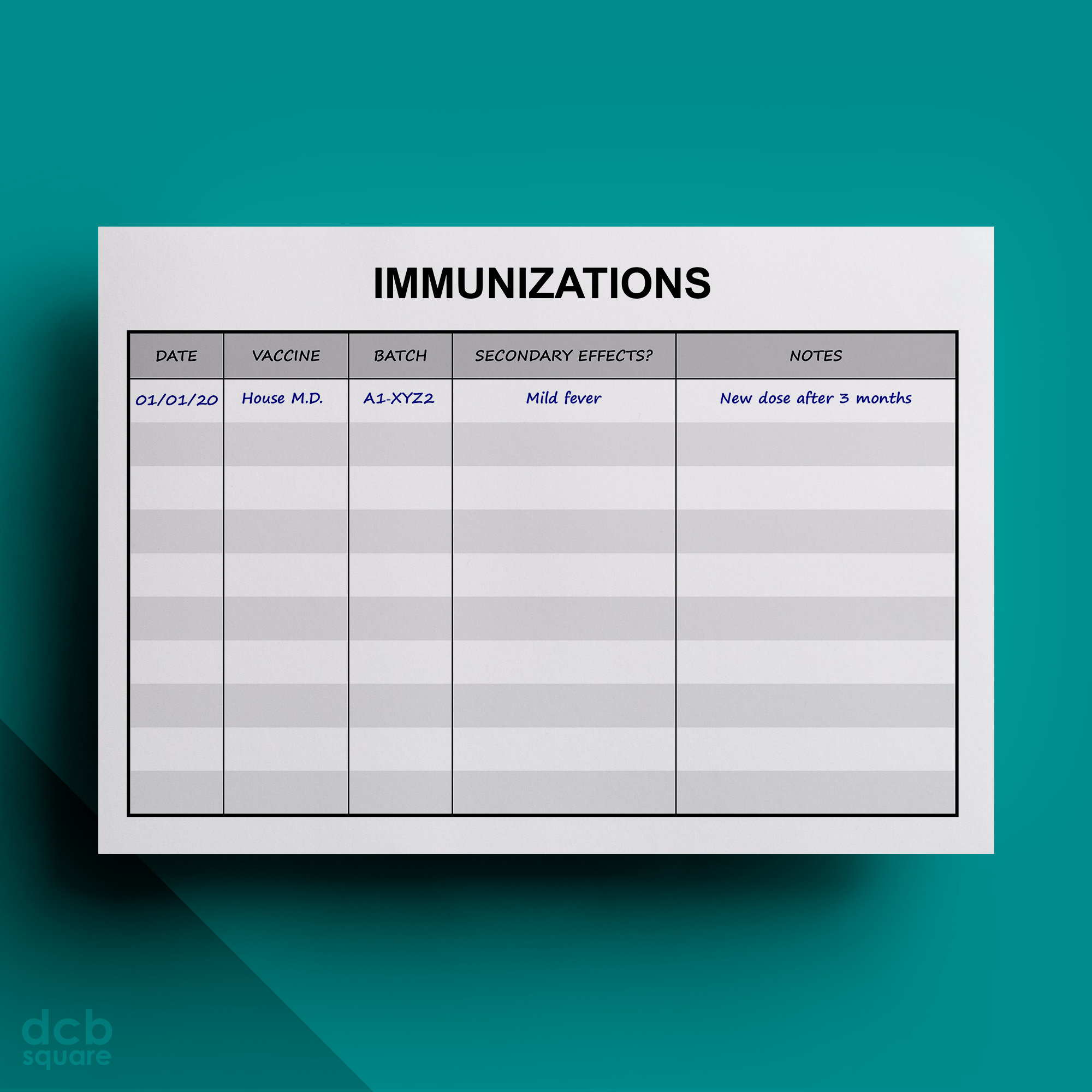 Immunizations List Editable Printable - Etsy
