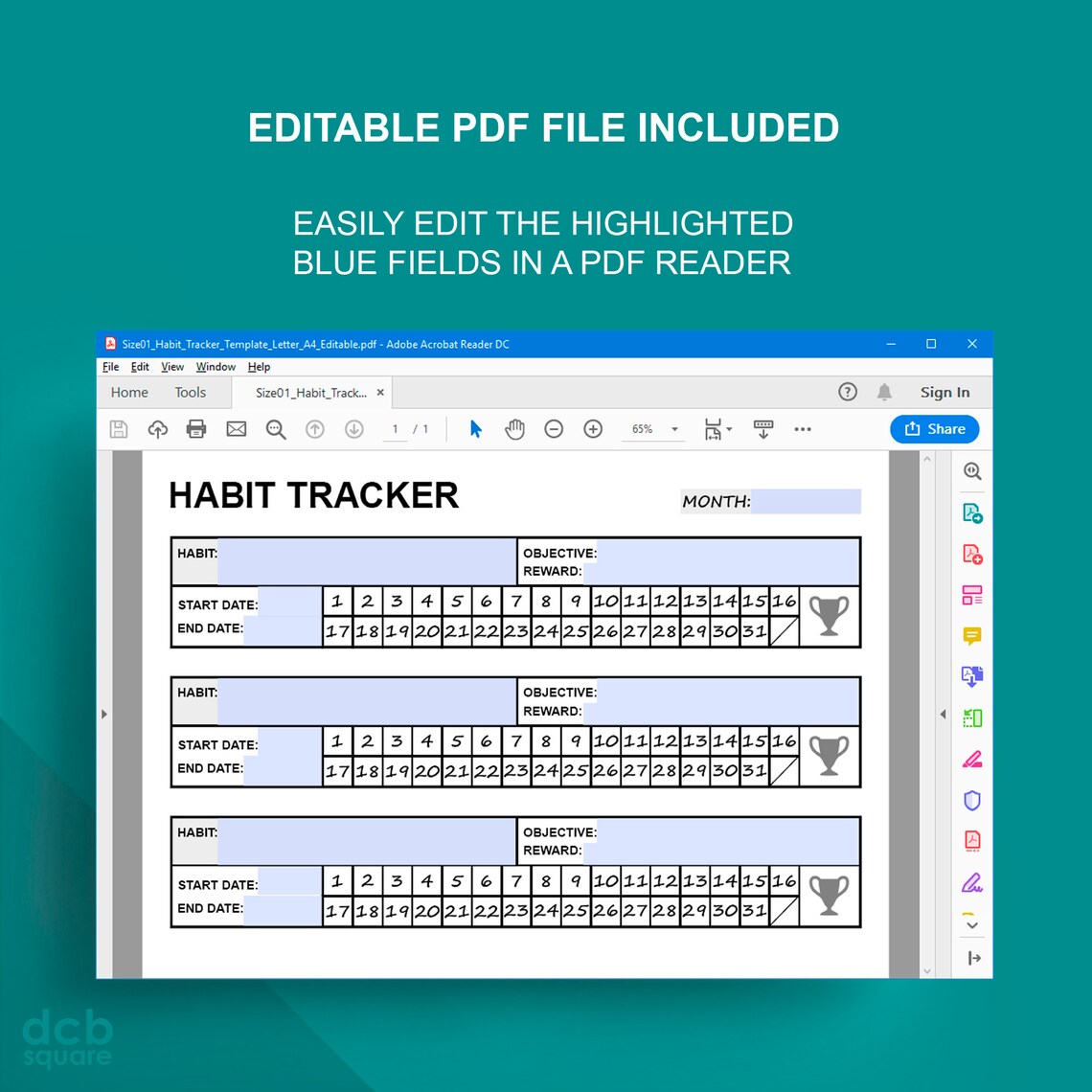 Detailed Monthly Habit Tracker Editable Printable Template - Etsy