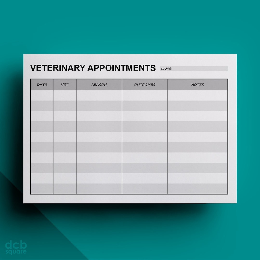 Veterinary Appointments List Editable Printable - Etsy