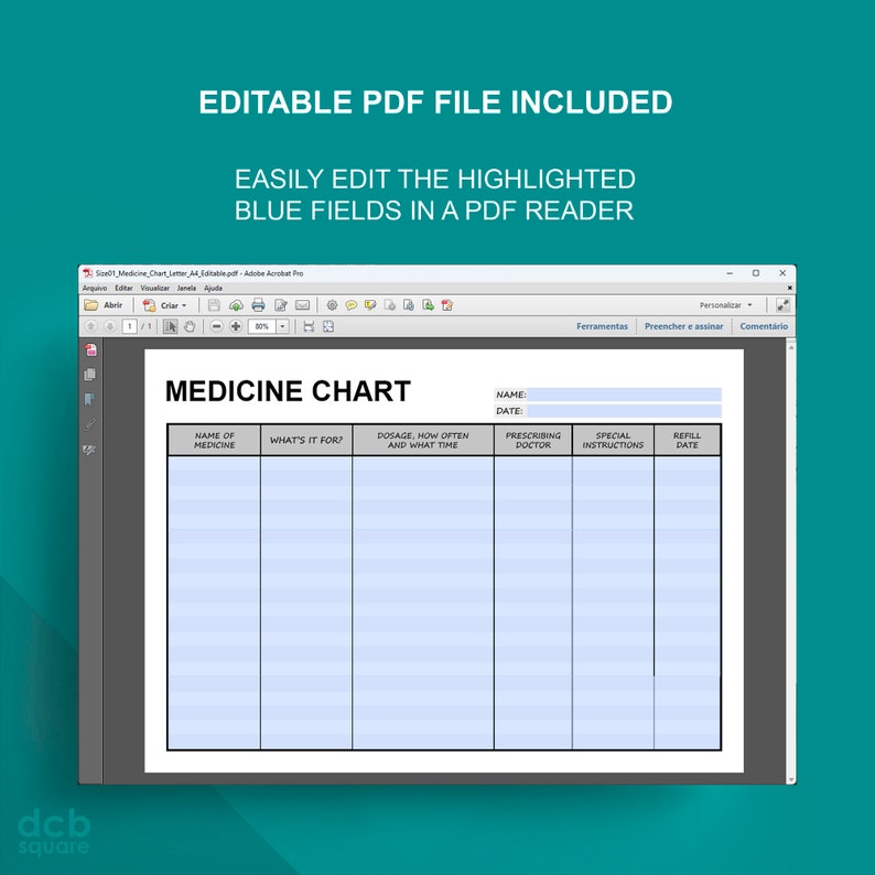 Medicine Chart Editable Printable - Etsy