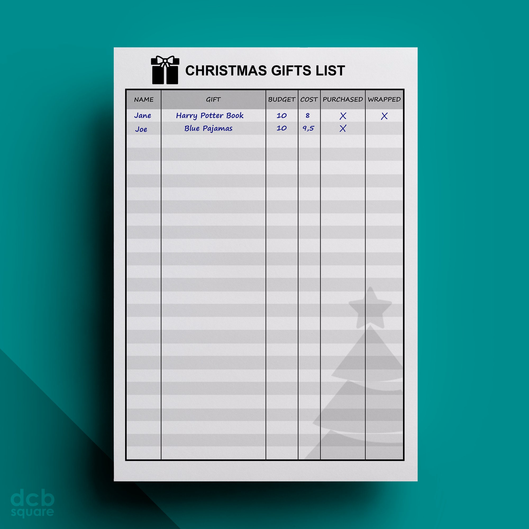 Christmas Gifts List Editable Printable - Etsy