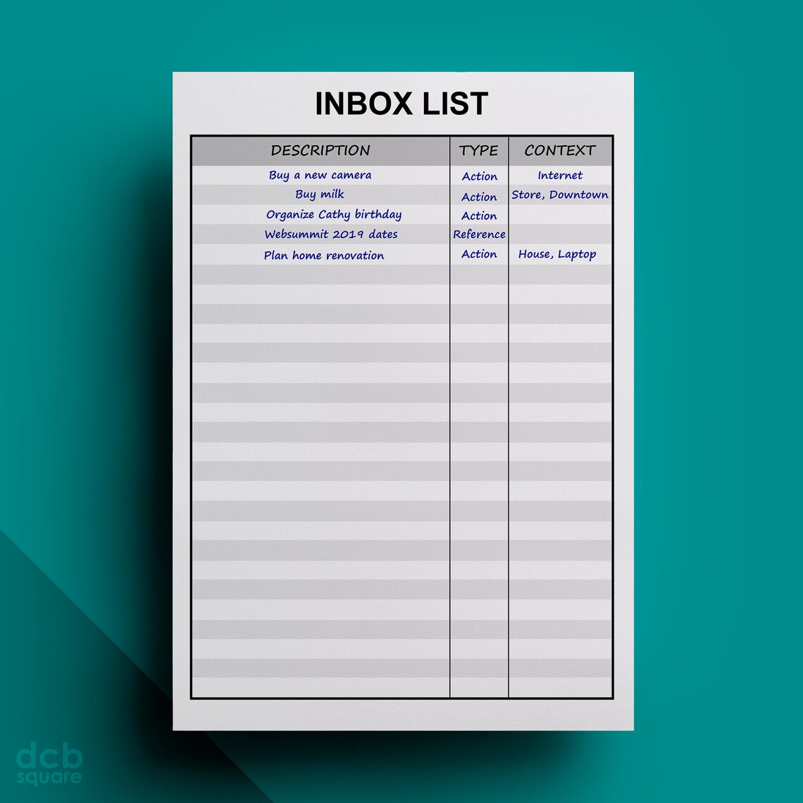 Inbox List Editable Printable Getting Things Done GTD - Etsy