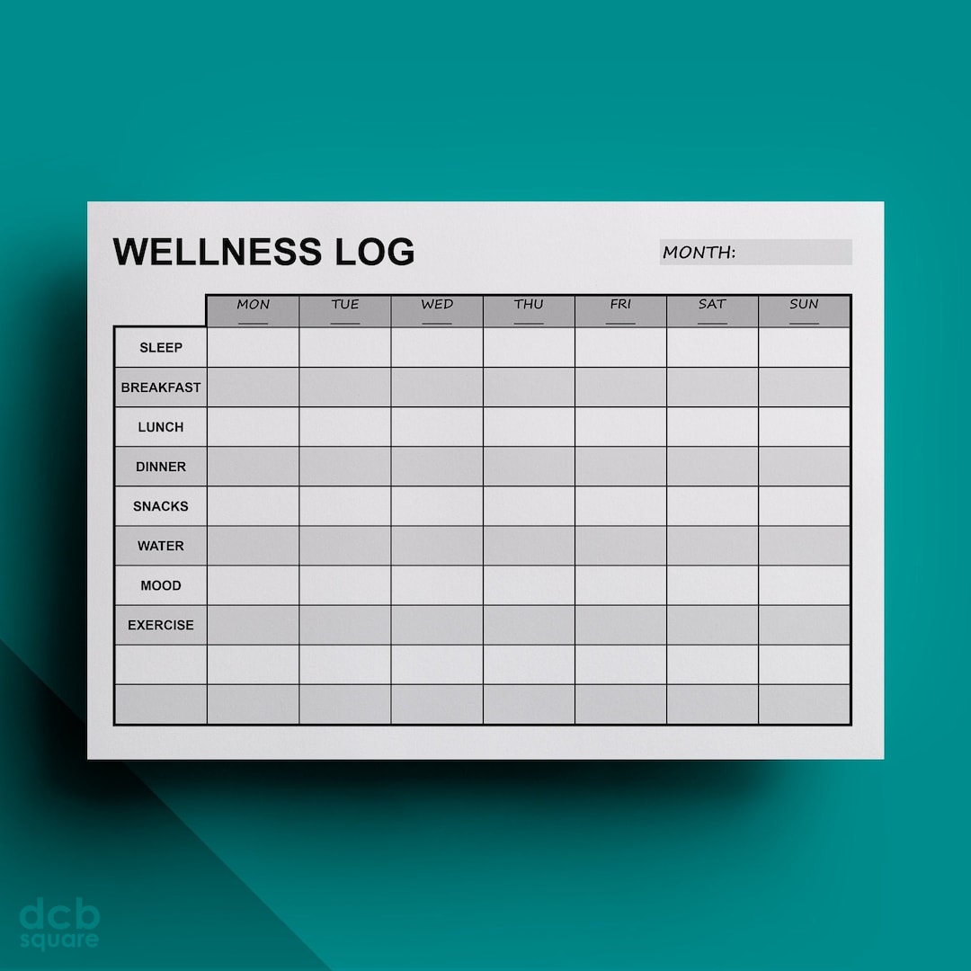 Wellness Log Editable Printable - Etsy