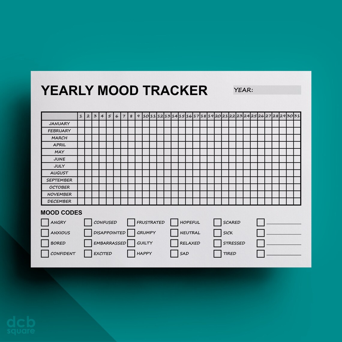 Yearly Mood Tracker Editable Printable - Etsy