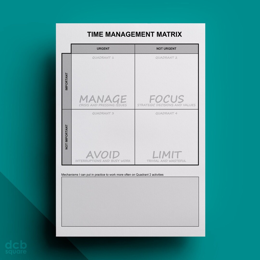 Time Management Matrix Editable Printable - Etsy