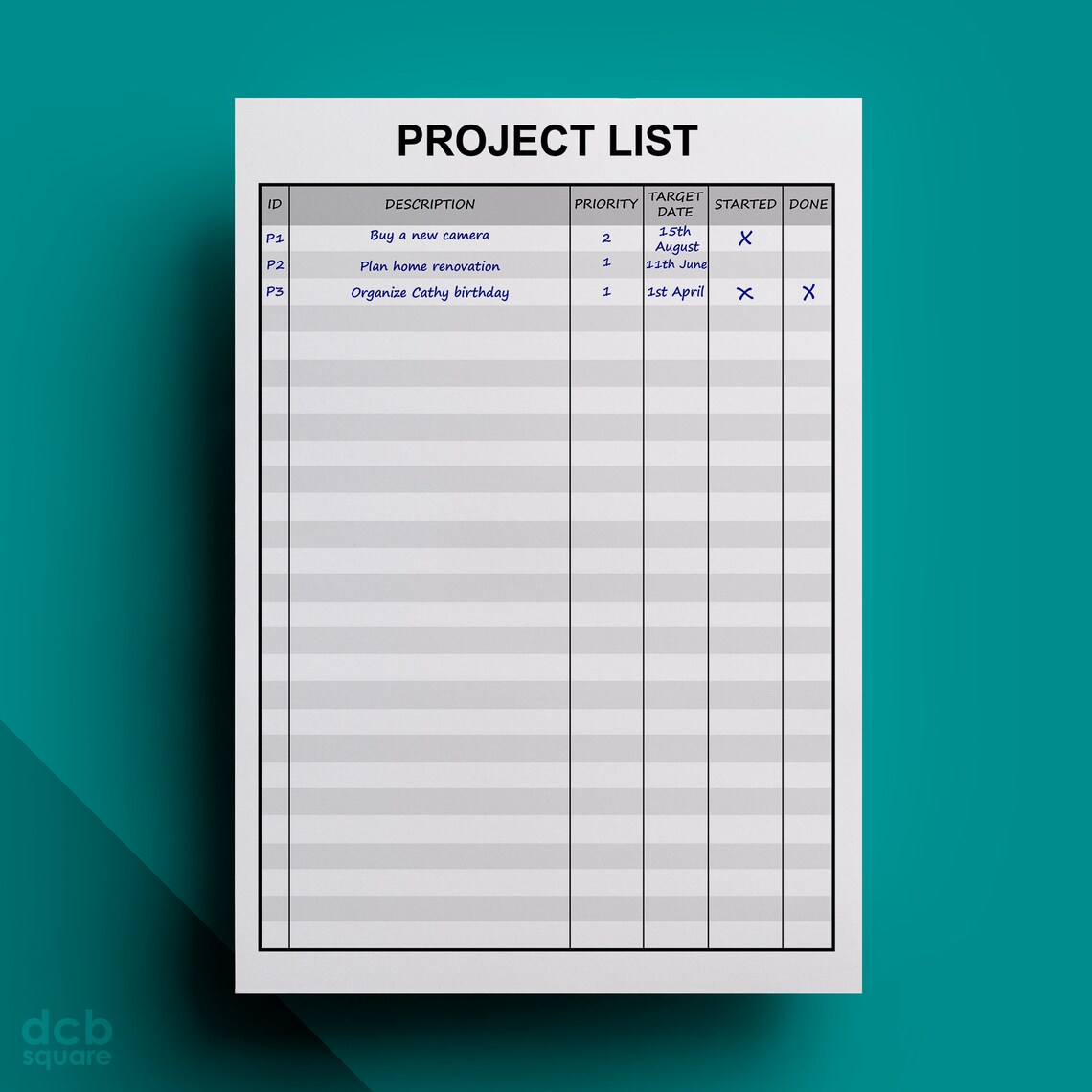Project List Editable Printable - Getting Things Done (GTD) - Etsy