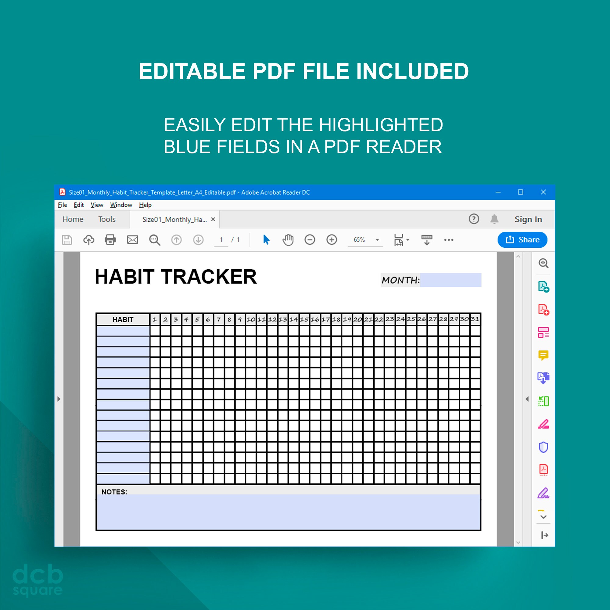 Monthly Habit Tracker Editable Printable - Etsy