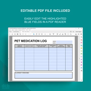 Pet Medication Log Editable Printable - Etsy