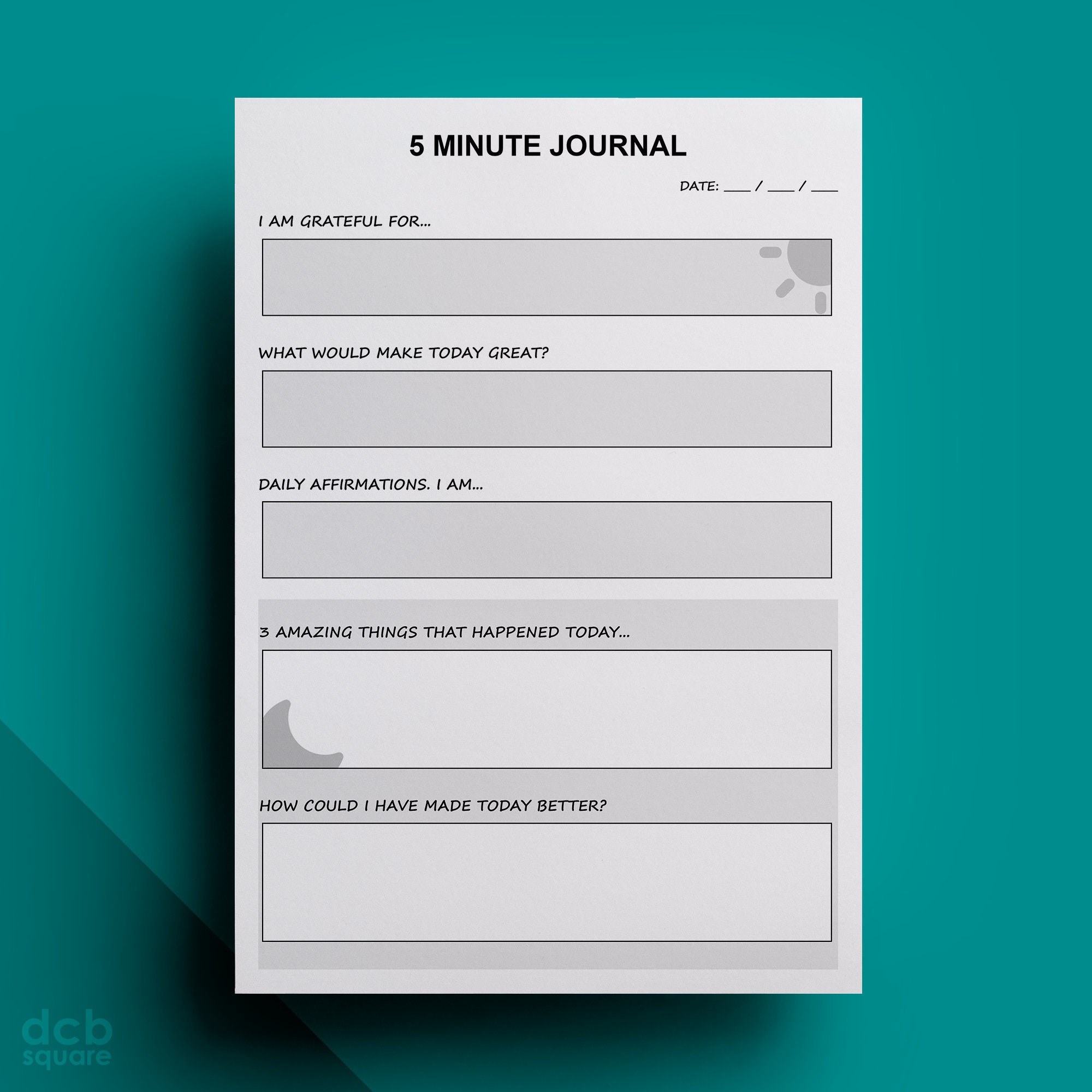 5 Minute Journal Editable Printable - Etsy