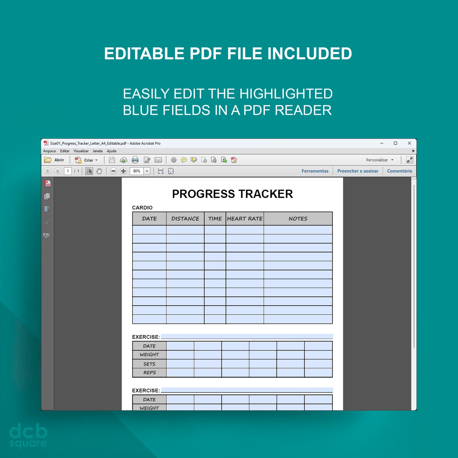Exercise Progress Tracker Editable Printable - Etsy