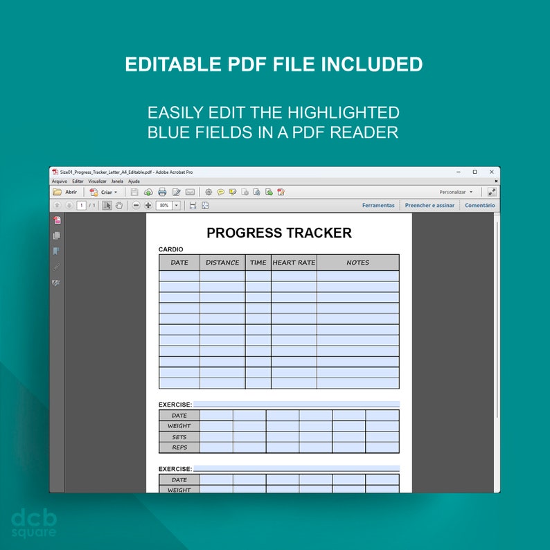 Exercise Progress Tracker Editable Printable - Etsy