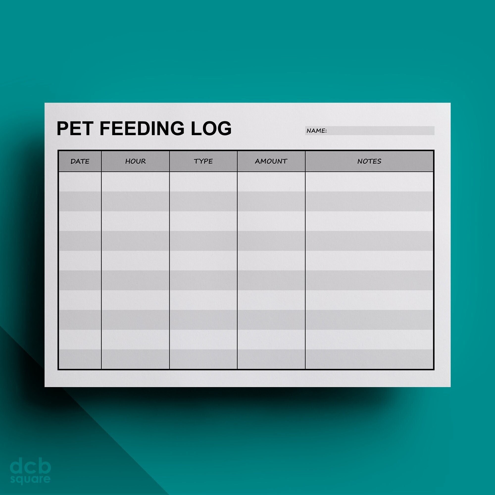 Pet Feeding Log Editable Printable - Etsy