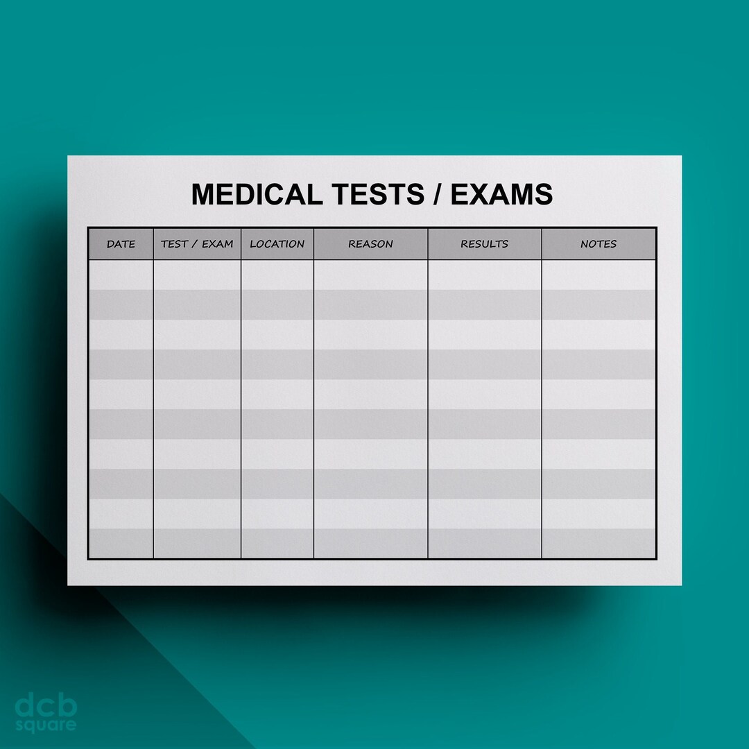 Medical Tests and Exams List Editable Printable - Etsy
