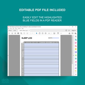Sleep Log Editable Printable - Portrait - Etsy