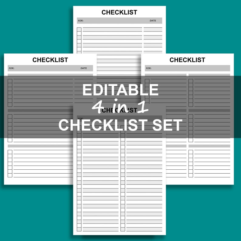 Checklist 4 in 1 Bundle Editable Printable - Etsy
