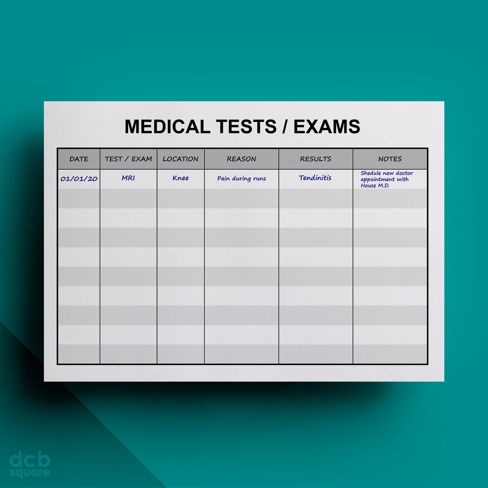 Medical Tests and Exams List Editable Printable - Etsy