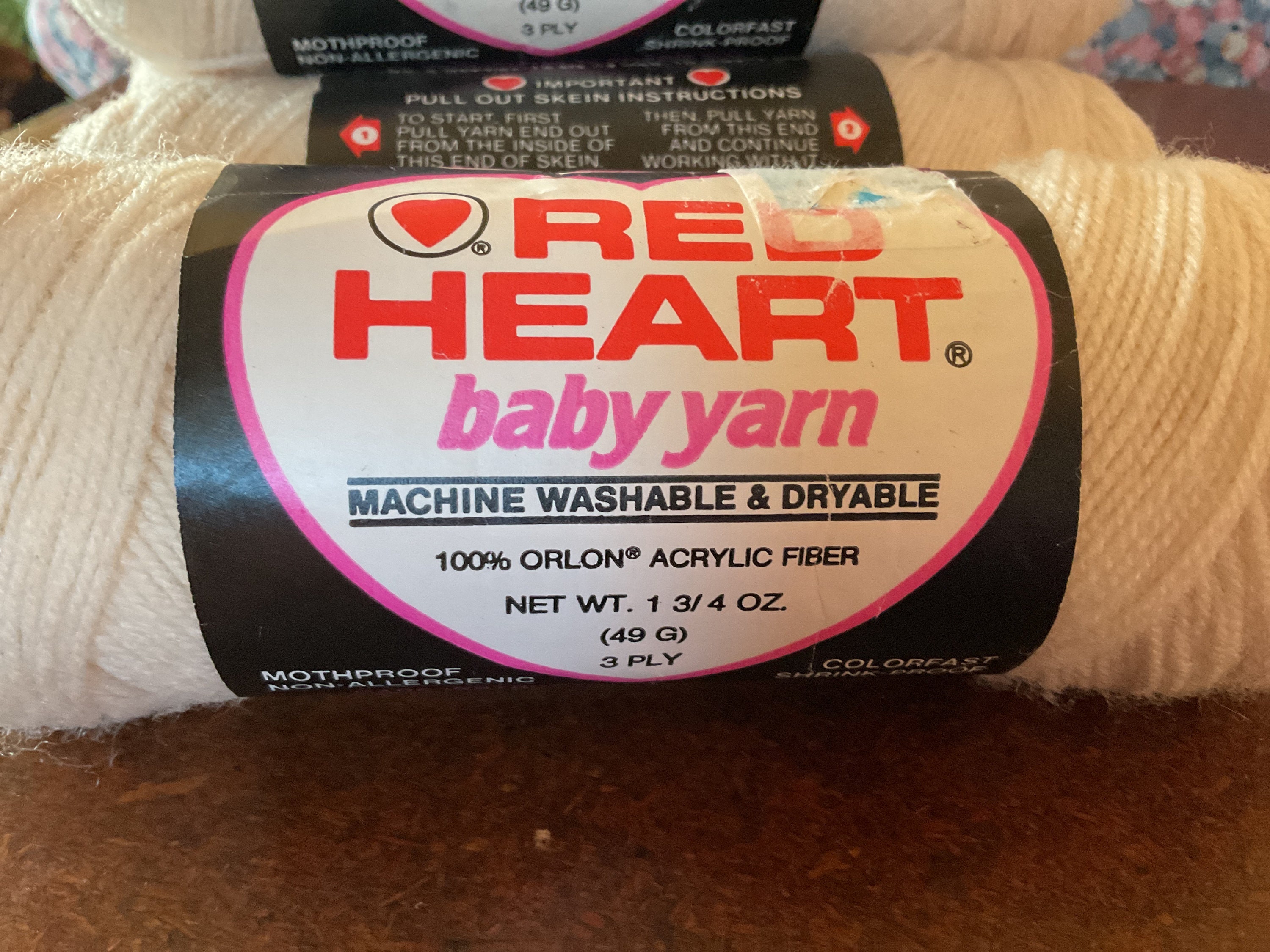Red Heart Baby Yarn 7 Skeins in Eggshell Color 1 3/ 4 Oz Each - Etsy