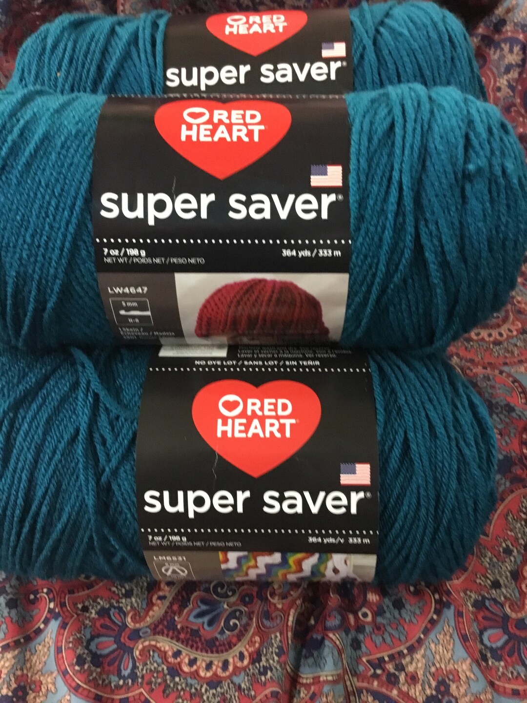 Red Heat Super Saver Yarn. Real Teal. 5 Skeins - Etsy