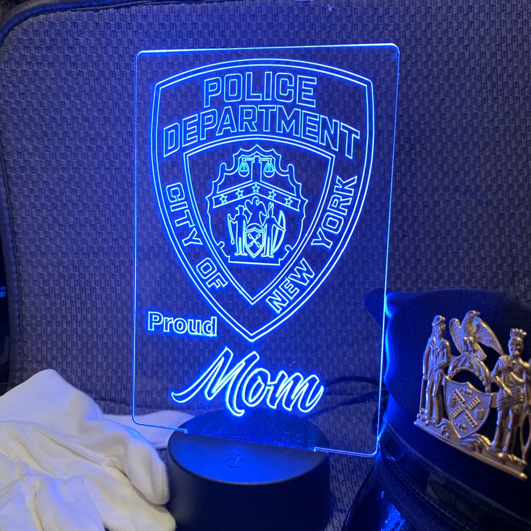 NYPD Police Proud Family Gift Light - Engraved Acrylic Color Changing ...