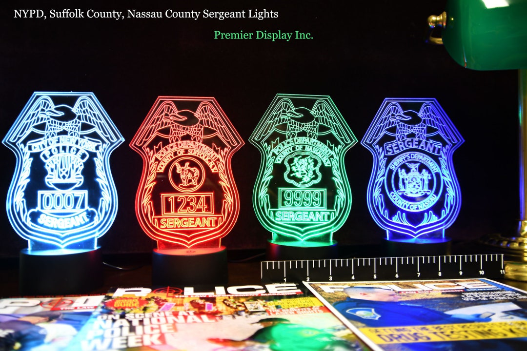 NYPD Nassau and Suffolk Police Sergeant Badge Gift Light - Color ...