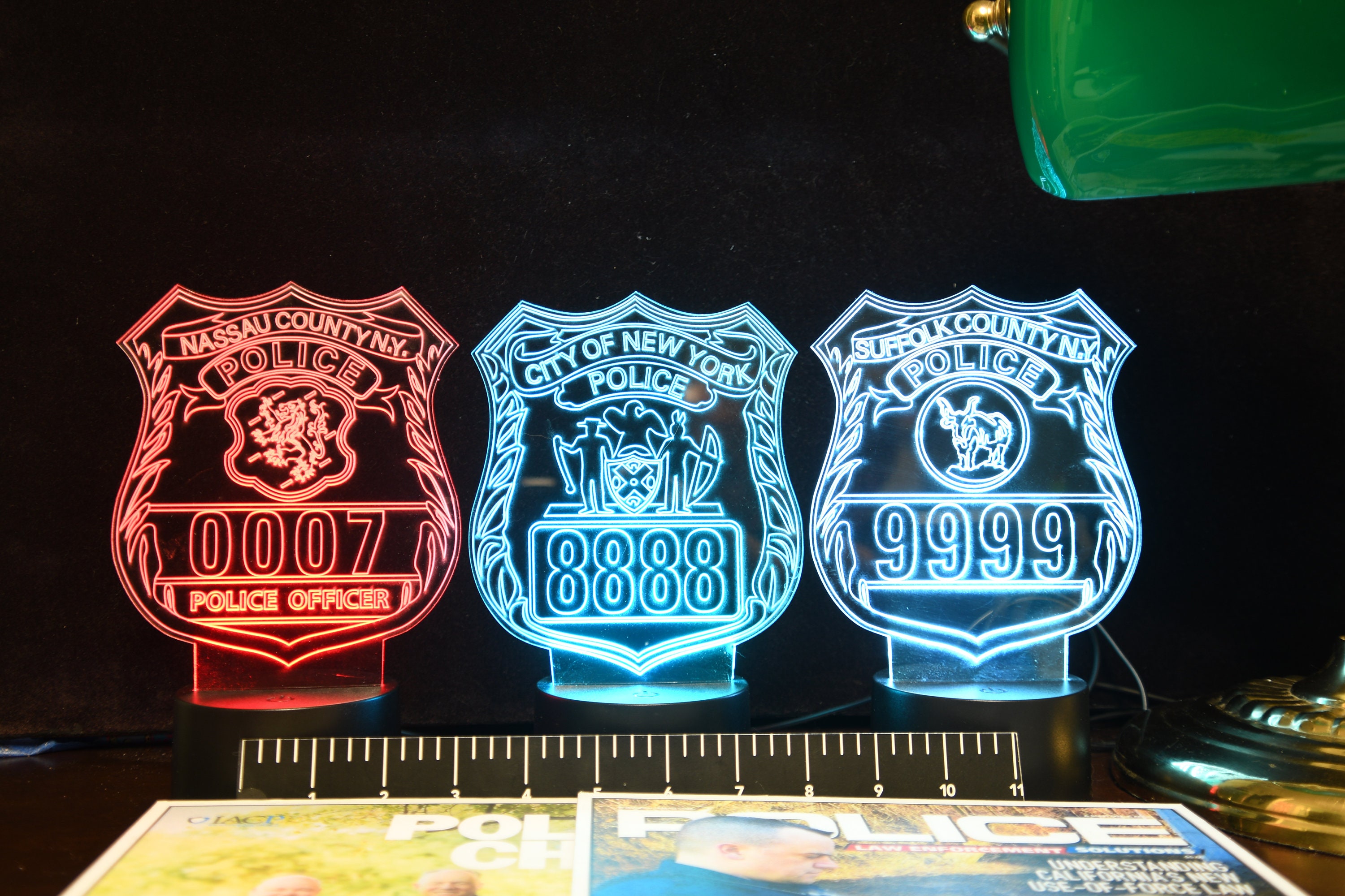 NYPD Nassau and Suffolk Police Badge Gift Light - Color Changing Desk ...