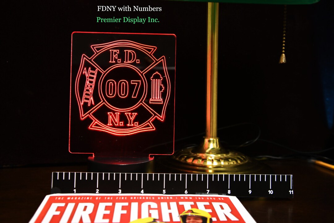 FDNY Personalized Badge With Numbers Gift Light - Color Changing 7 ...