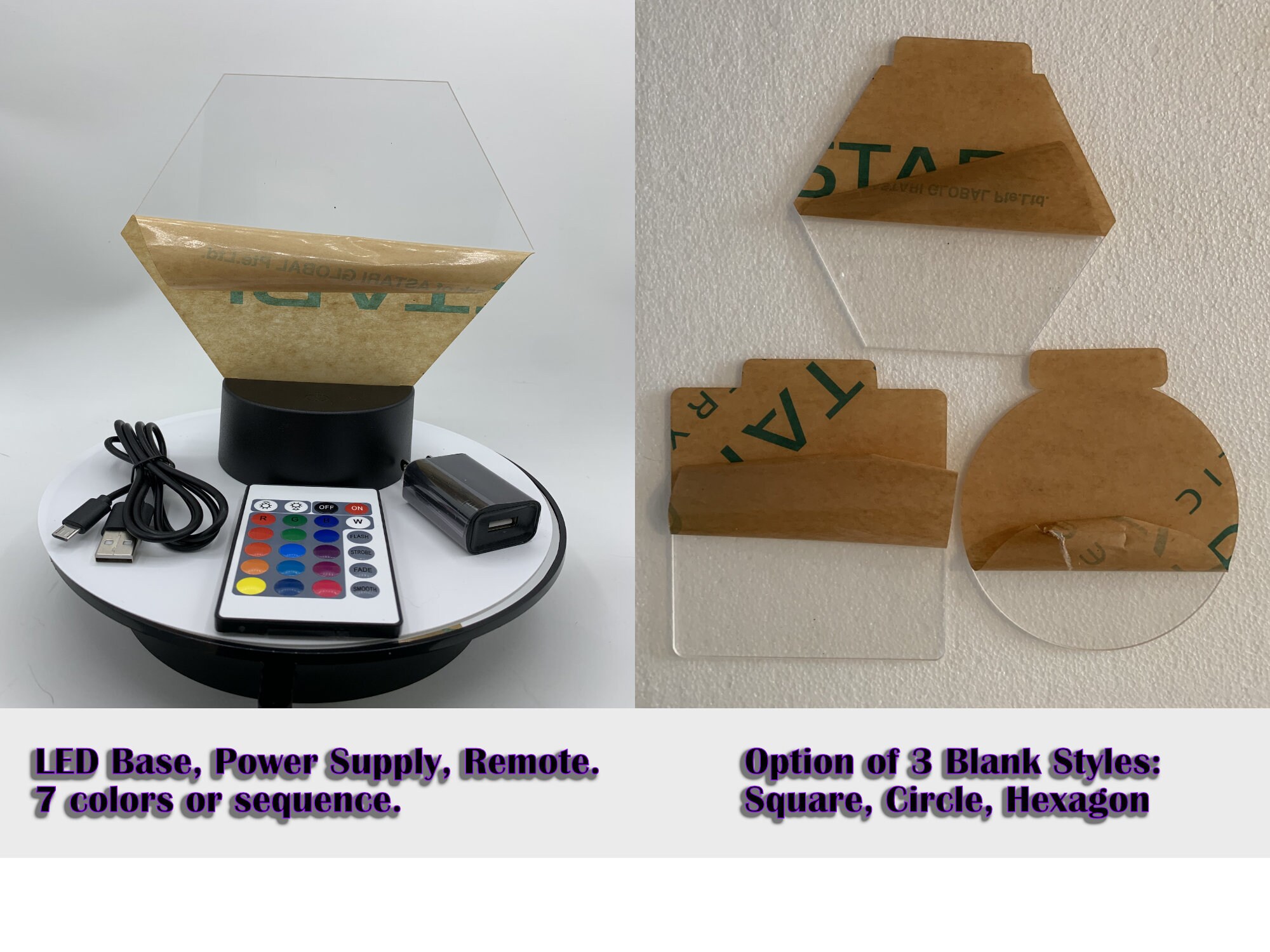 DIY LED Light Bases 4 Pieces With Blank Plates With Power | Etsy