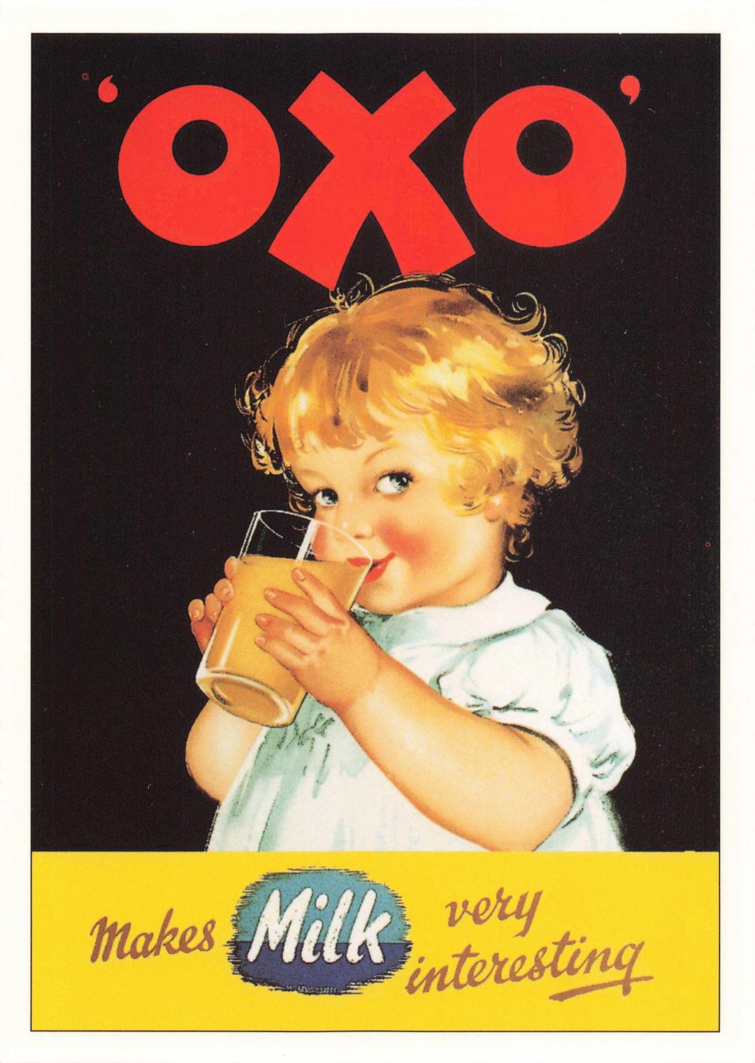 OXO Milk Advert Repro Postcard: Child Drinking Milk - Etsy